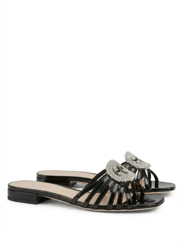 Gucci Crystal Interlocking G Slide Sandals