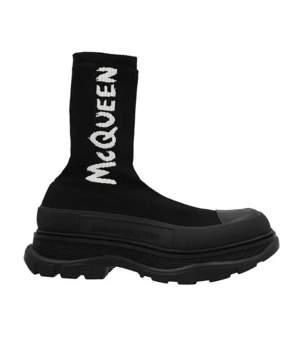 Alexander McQueen Tread Slick Logo Intarsia Boots - Black