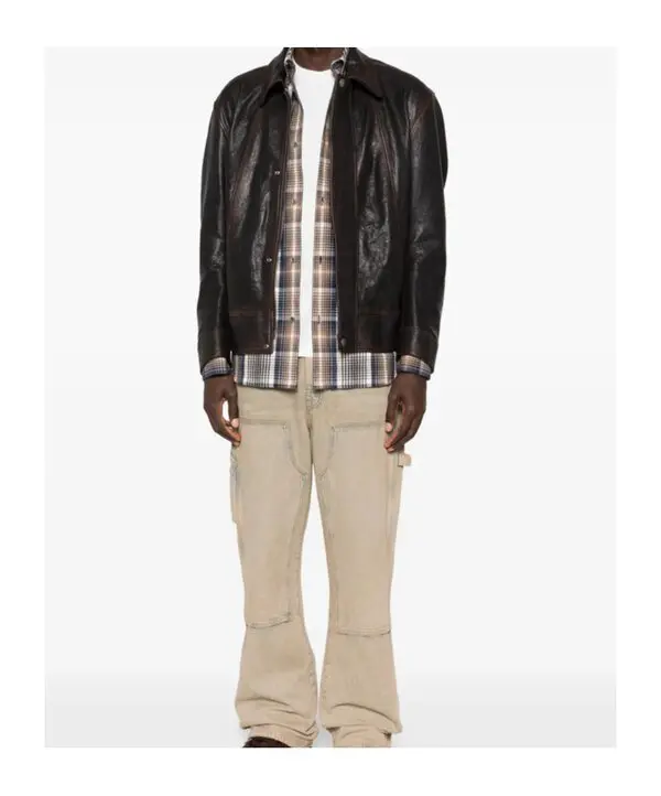 GOLDEN GOOSE Leather Bomber Jacket - Black