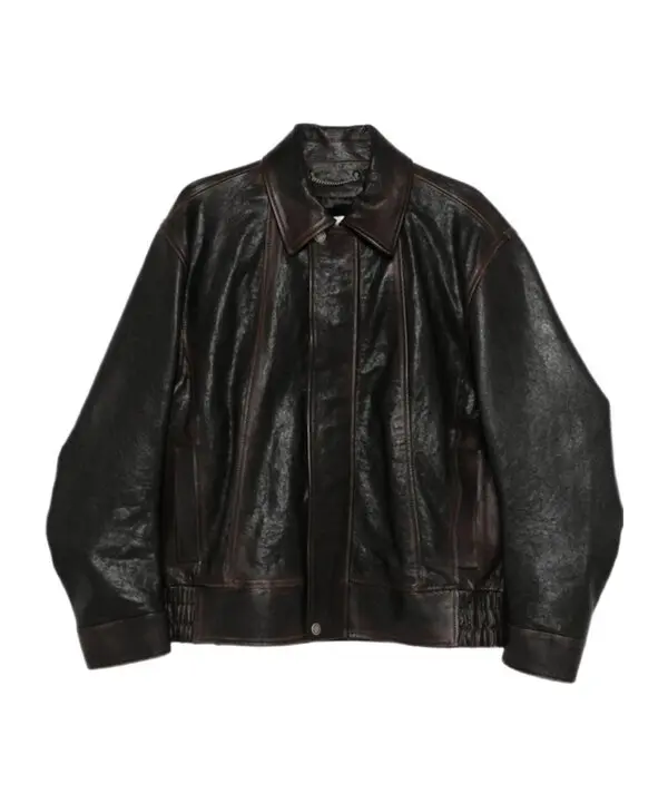 GOLDEN GOOSE Leather Bomber Jacket - Black