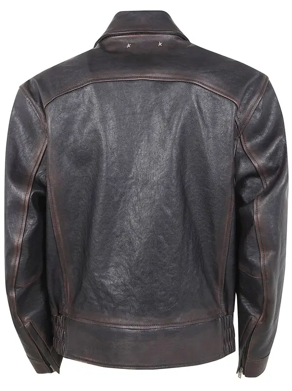 GOLDEN GOOSE Leather Bomber Jacket - Black