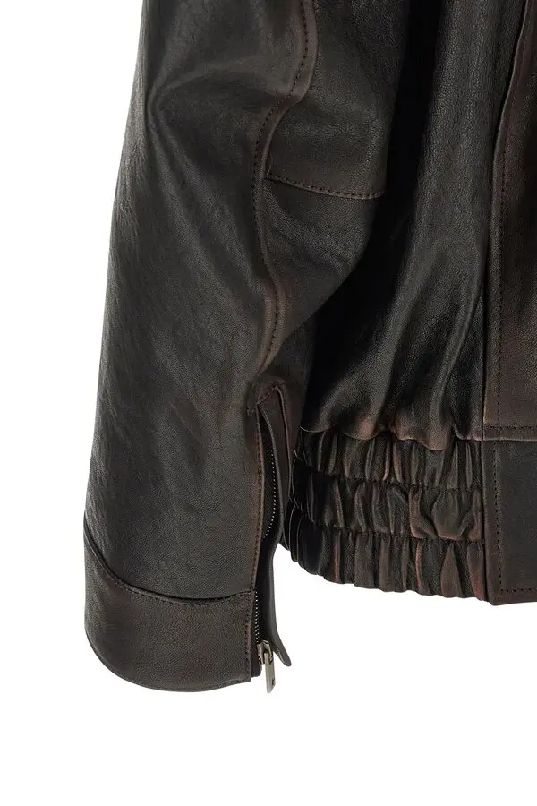 GOLDEN GOOSE Leather Bomber Jacket - Black