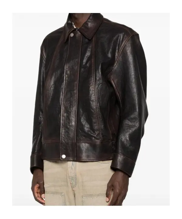GOLDEN GOOSE Leather Bomber Jacket - Black