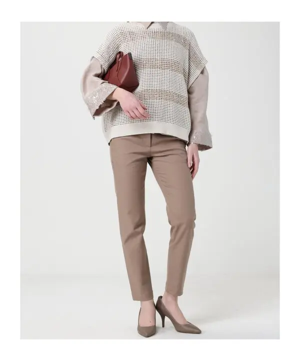 Brunello Cucinelli Short Sleeve Knitted Top - White/nude