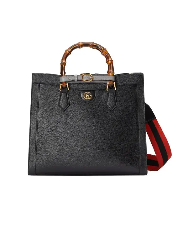 Gucci Diana Bamboo Top Handle Tote Bag - Black