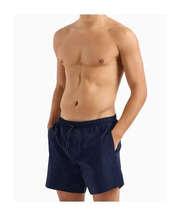 Armani Exchange Logo Drawstring Swim Trunks - Black