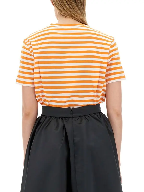 PATOU Striped Crewneck T-shirt With Logo Print - Black
