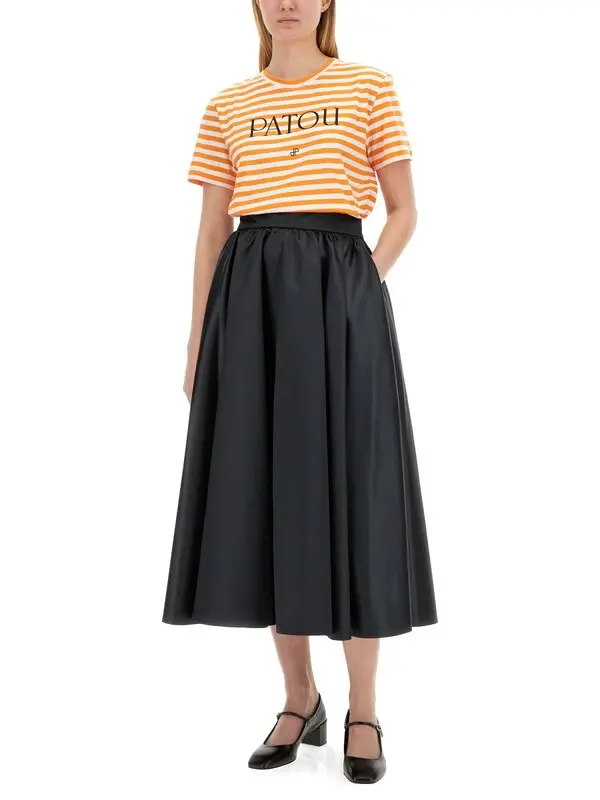 PATOU Striped Crewneck T-shirt With Logo Print - Black