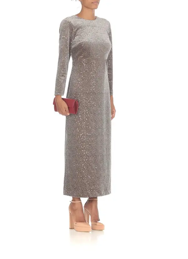 Peserico Sequined Long Sleeve Midi Dress