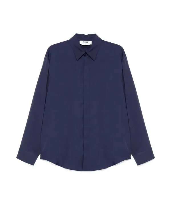 MSGM Logo-embroidered Buttoned Shirt - Blue