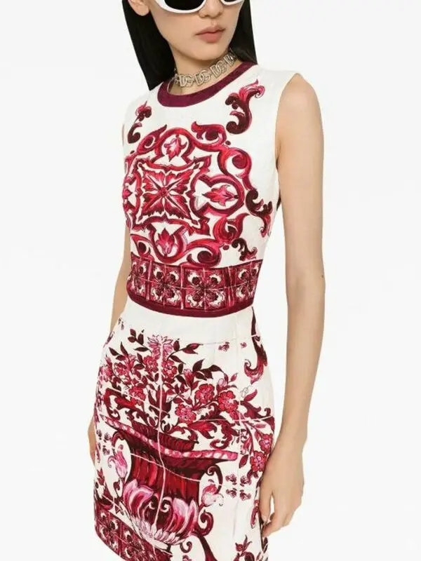 Dolce & Gabbana Sleeveless Majolica Print Mini Dress