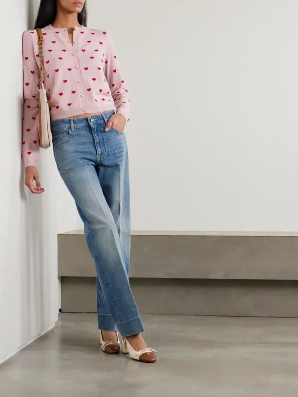 Valentino Garavani Heart Intarsia Button-up Cardigan