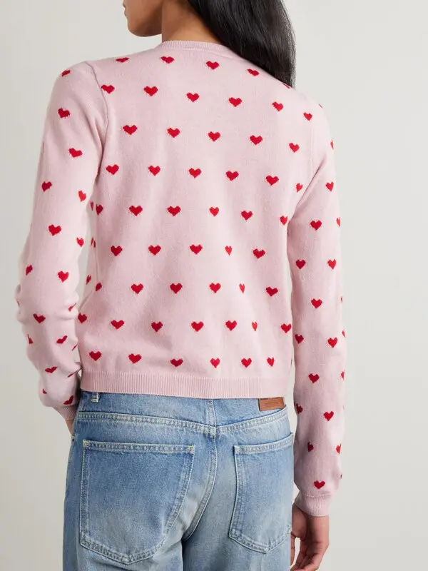 Valentino Garavani Heart Intarsia Button-up Cardigan