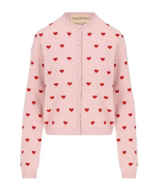 Valentino Garavani Heart Intarsia Button-up Cardigan