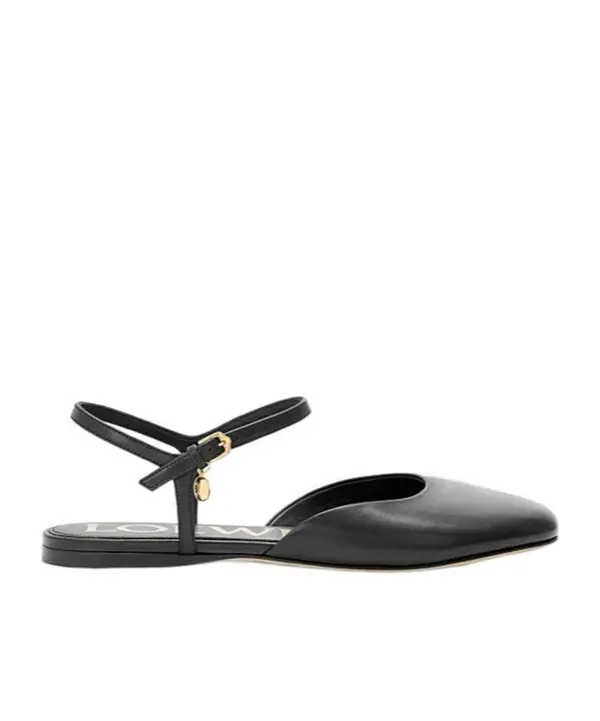 Loewe Ankle Strap Leather Ballet Flats