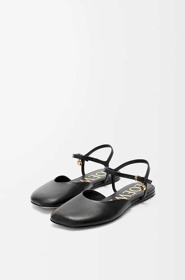 Loewe Ankle Strap Leather Ballet Flats