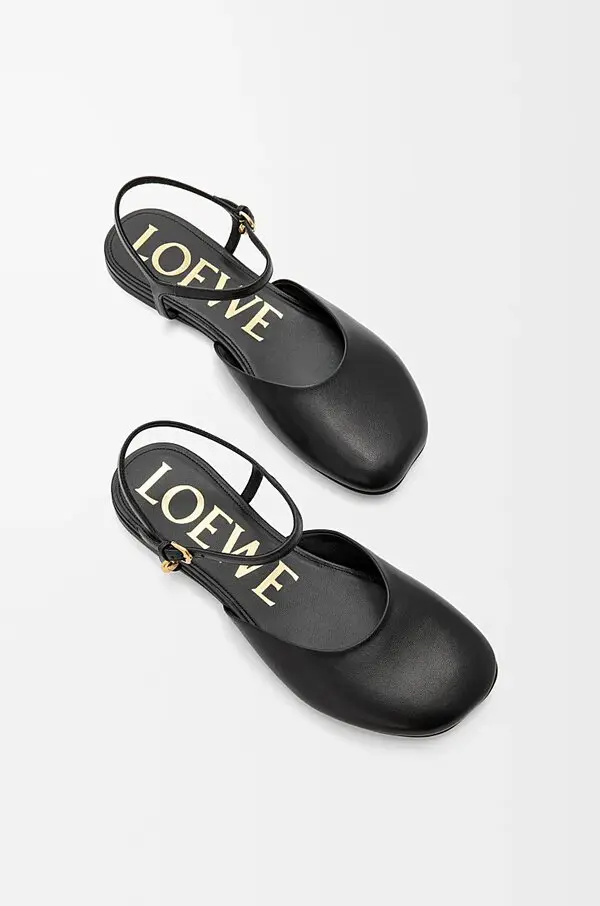 Loewe Ankle Strap Leather Ballet Flats