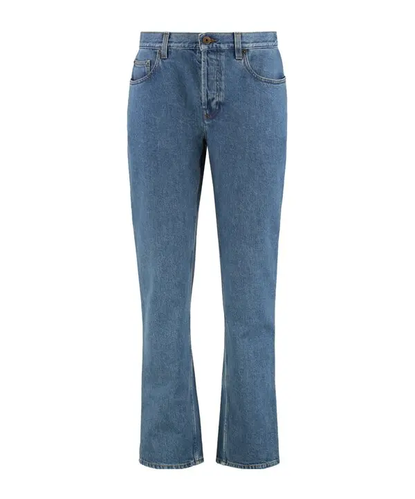 Burberry Logo Patch Straight-leg Jeans - Blue