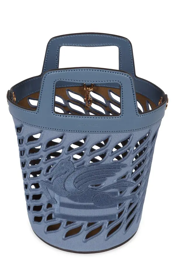 Etro Logo Embroidered Cut-out Detailed Bucket Bag