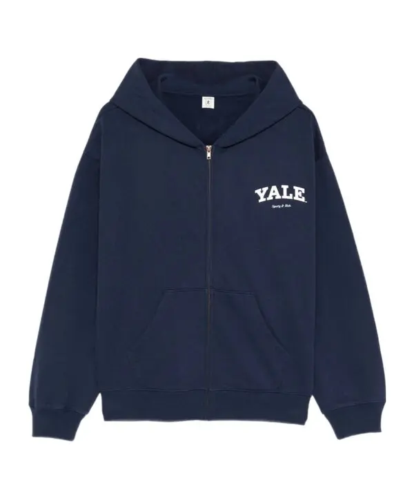 SPORTY  RICH Sporty & Rich Long Sleeve Zip Up Hooded Sweatshirt