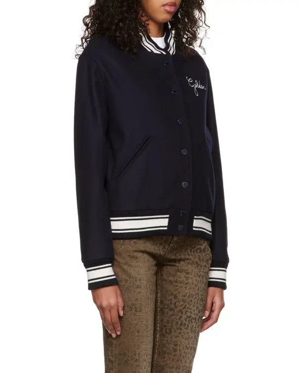 GOLDEN GOOSE Embroidered Baseball Jacket - Black