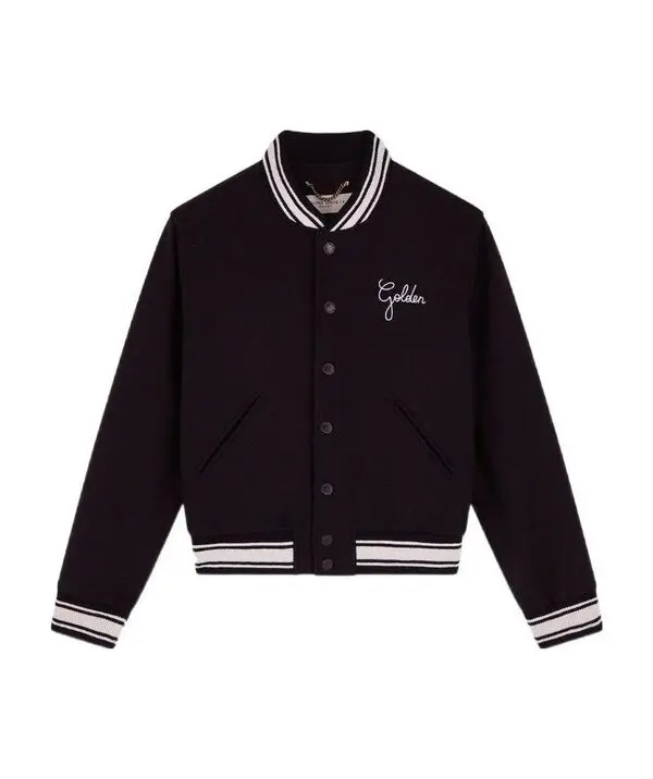 GOLDEN GOOSE Embroidered Baseball Jacket - Black
