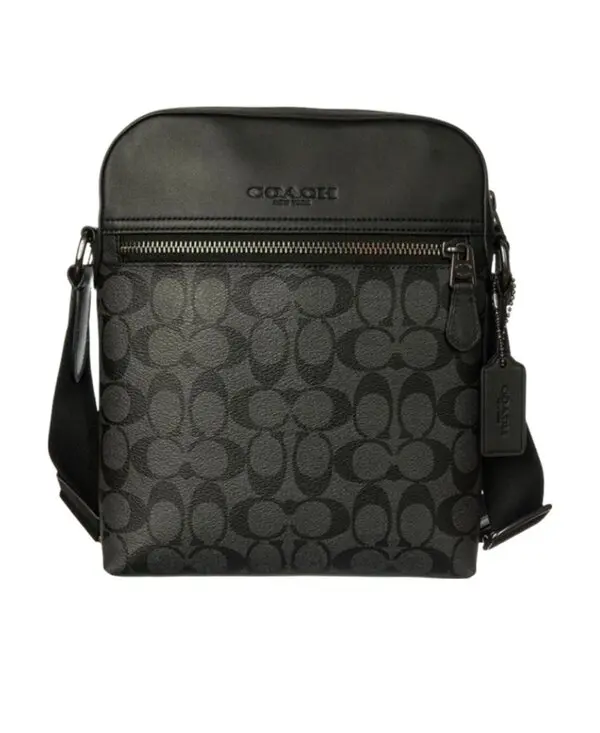 COACH Logo Jacquard Shoulder Bag - Black