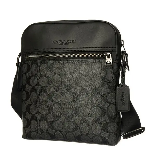 COACH Logo Jacquard Shoulder Bag - Black