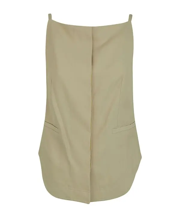 LOULOU STUDIO Square Neck Twill Top - Nude