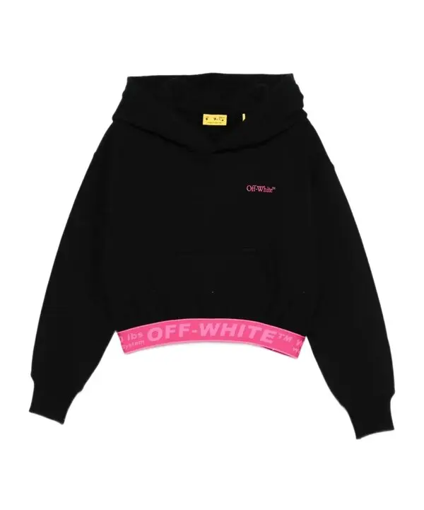 Off-White Embroidered Logo Crop Hoodie