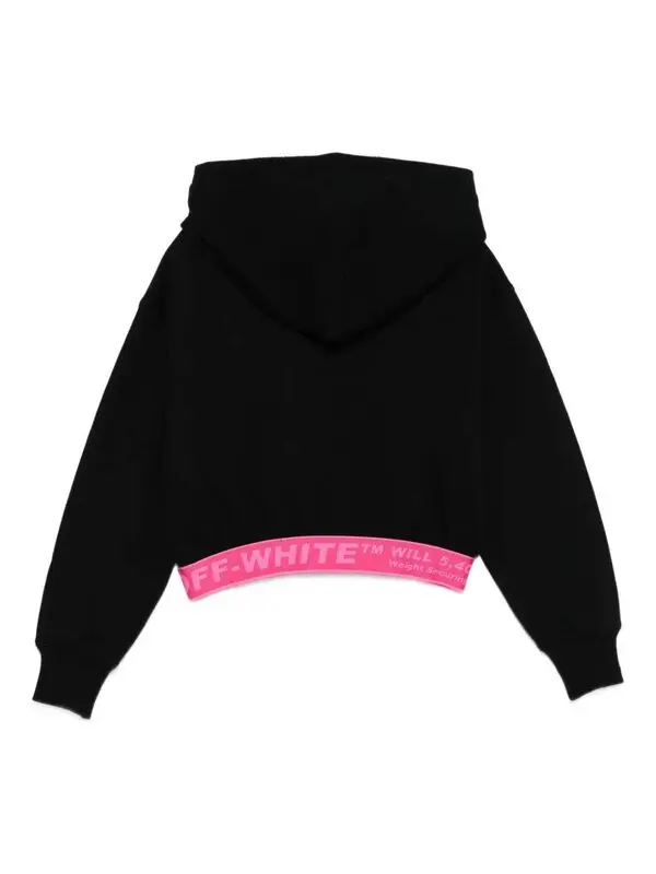 Off-White Embroidered Logo Crop Hoodie