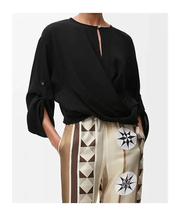 Loewe Crew Neck Blouse In Cotton And Silk