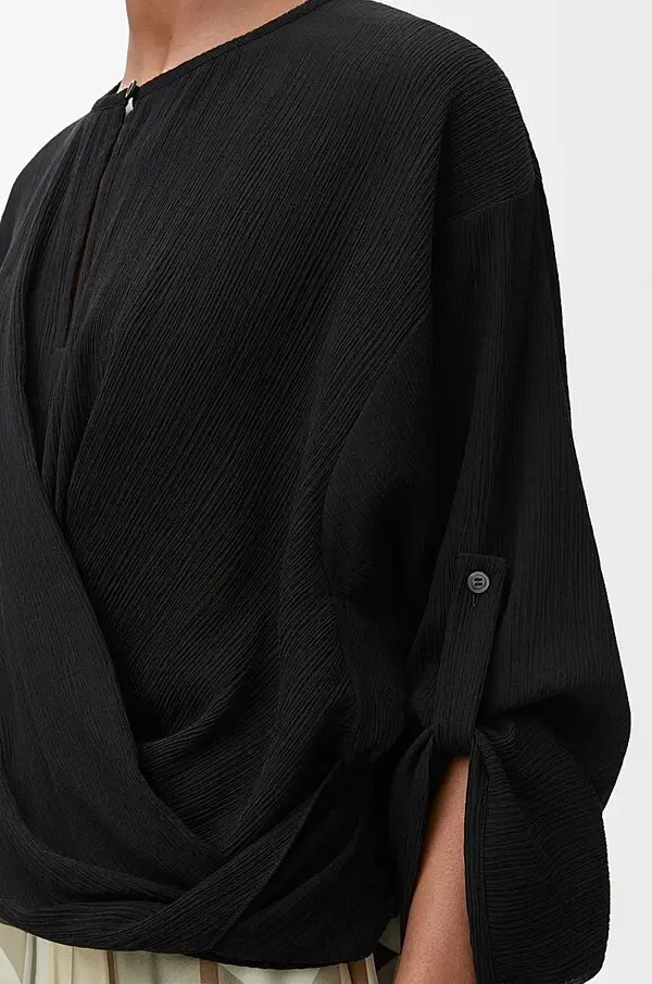 Loewe Crew Neck Blouse In Cotton And Silk