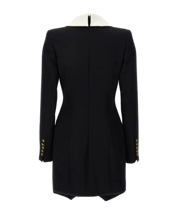 Balmain V-neck Buttoned Mini Dress With Lapel Detail