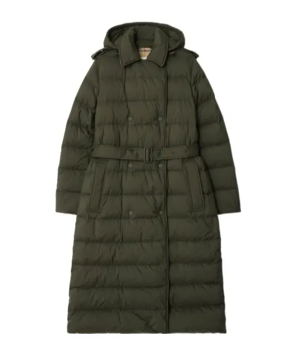 Burberry Long Hooded Puffer Coat - Shale