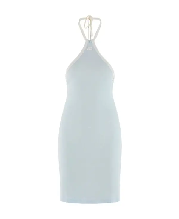 COURREGES Logo Embroidered Sleeveless Mini Dress - Blue