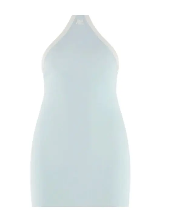 COURREGES Logo Embroidered Sleeveless Mini Dress - Blue