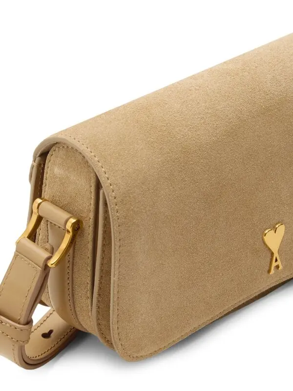 AMI Paris Logo Plaque Shoulder Bag - Brown
