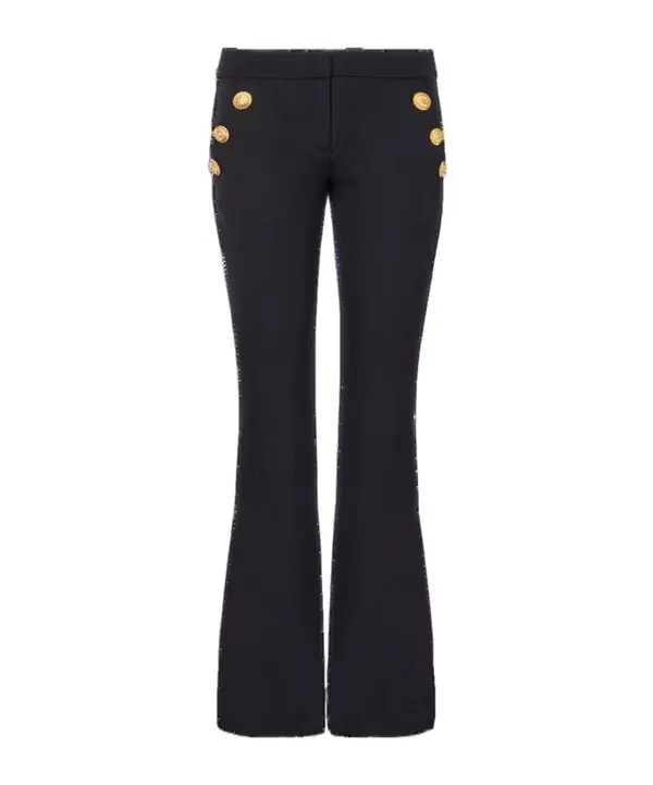 Balmain Low-top Flared Trousers With Gold Button Detail