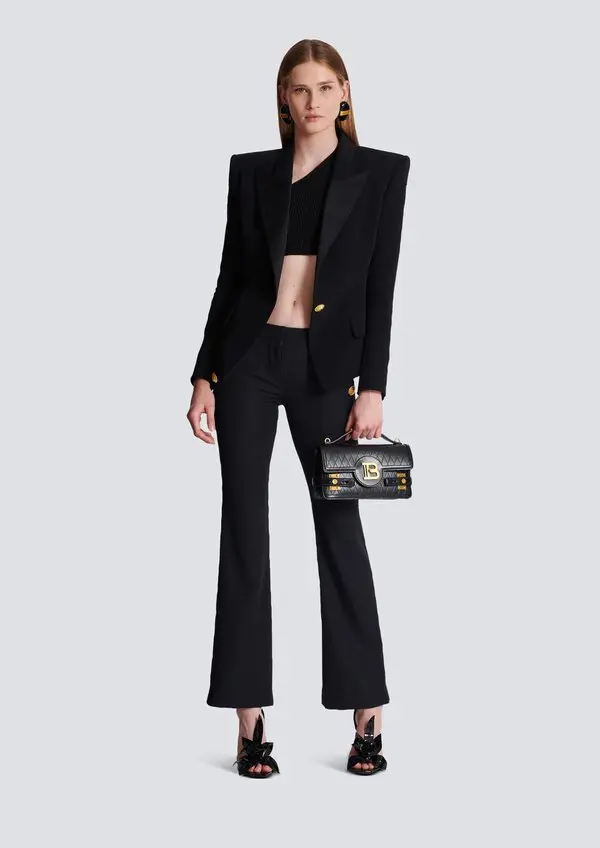 Balmain Low-top Flared Trousers With Gold Button Detail