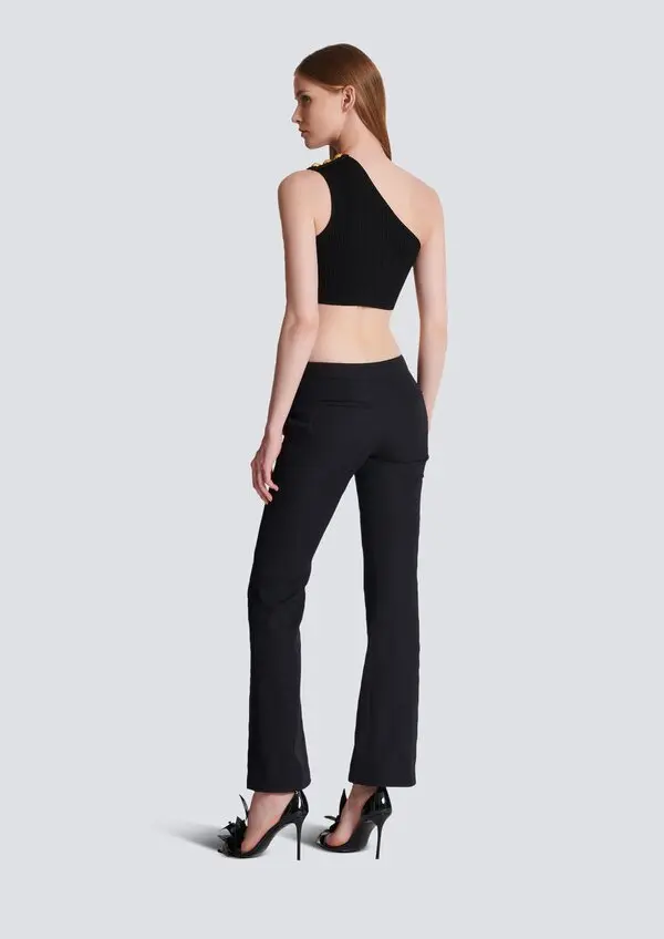 Balmain Low-top Flared Trousers With Gold Button Detail
