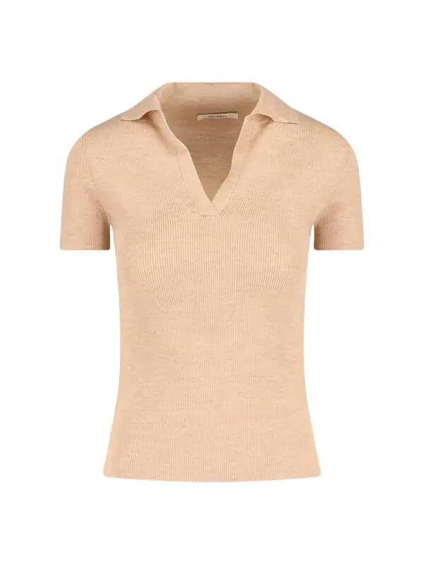 Max Mara Albero V-neck Ribbed T-shirt - Nude