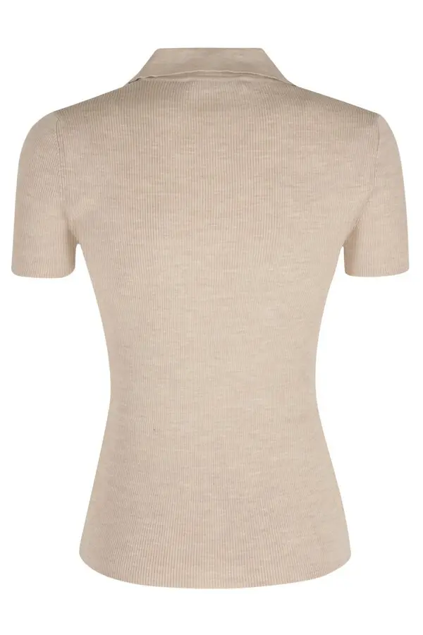 Max Mara Albero V-neck Ribbed T-shirt - Nude