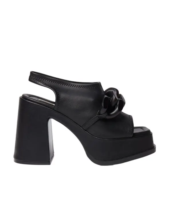 Stella McCartney Chain-linked Slip-on Heeled Sandals - Black