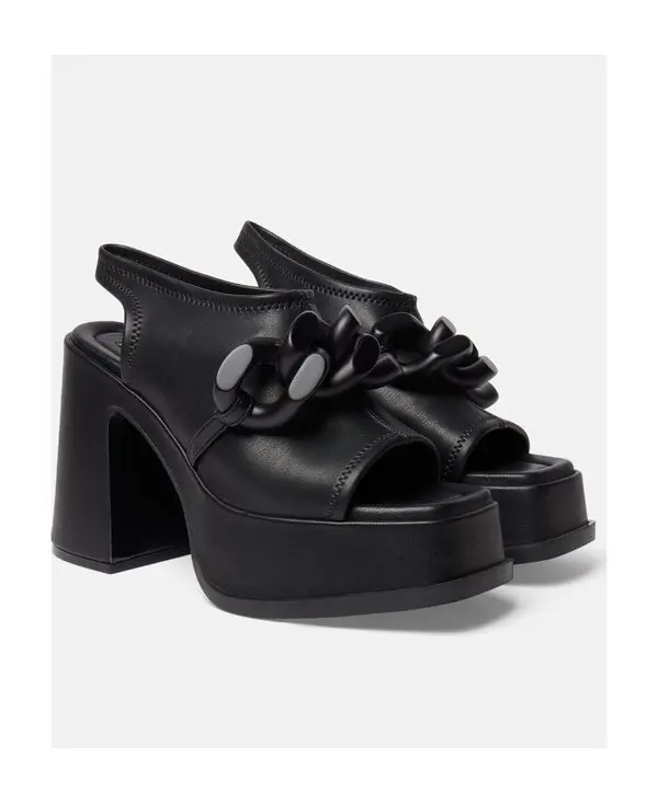 Stella McCartney Chain-linked Slip-on Heeled Sandals - Black