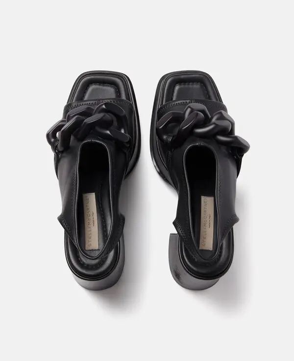 Stella McCartney Chain-linked Slip-on Heeled Sandals - Black