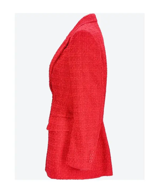 Balenciaga Double-breasted Tweed Blazer - Red