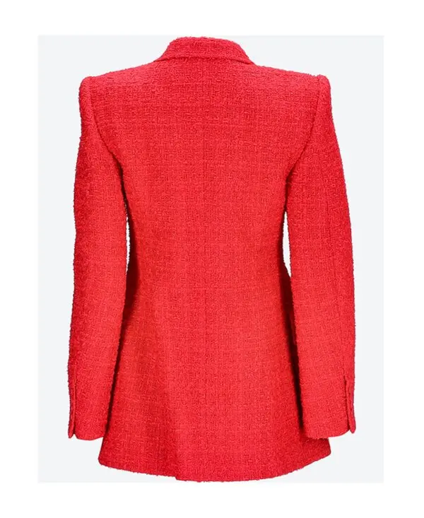 Balenciaga Double-breasted Tweed Blazer - Red