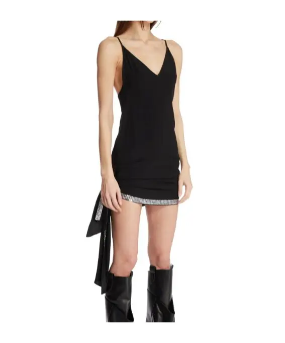 Attico Draped Embellished Hem Mini Dress