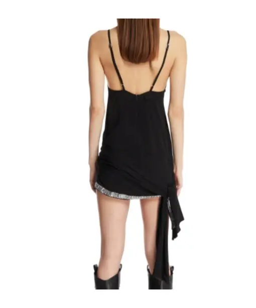 Attico Draped Embellished Hem Mini Dress